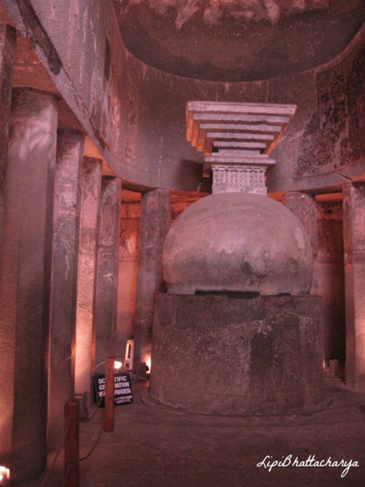 Ajanta Caves - Stupa in Cave 10 | Learning and Creativity - Silhouette