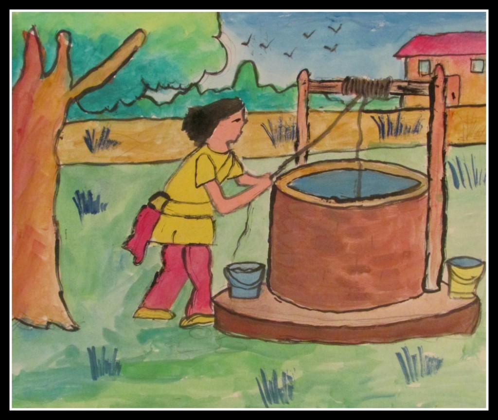 Lady and the water well